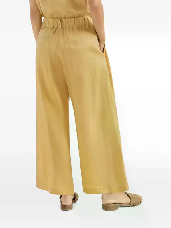 Brunello Cucinelli Drawstring Linen Trousers With Monili Detail - Yellow