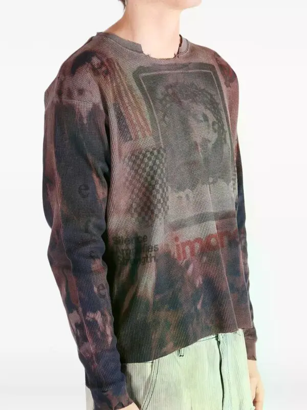 SAITOS Graphic-print Waffle-knit T-shirt