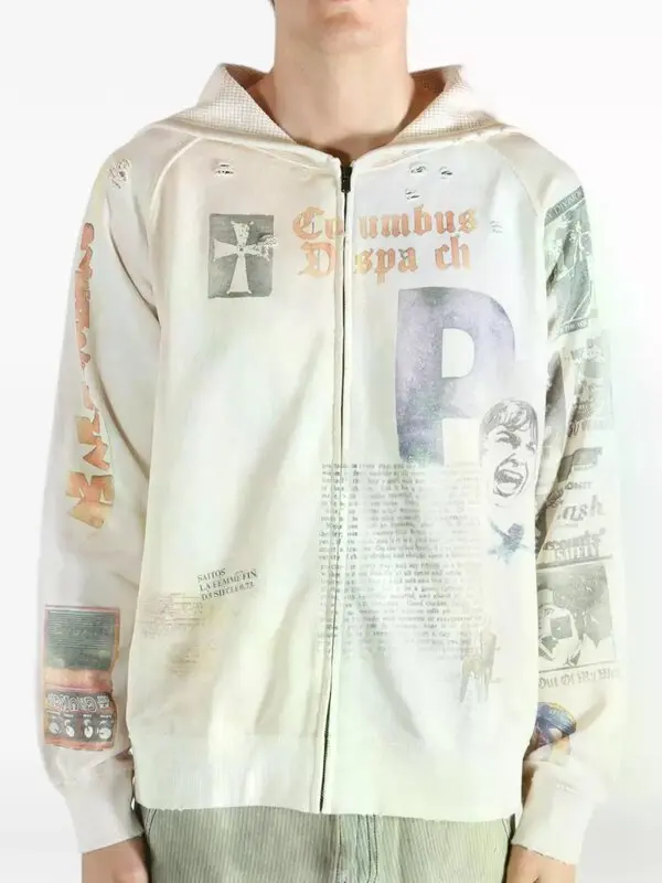 SAITOS Long Live Rock Distressed Cotton Hoodie