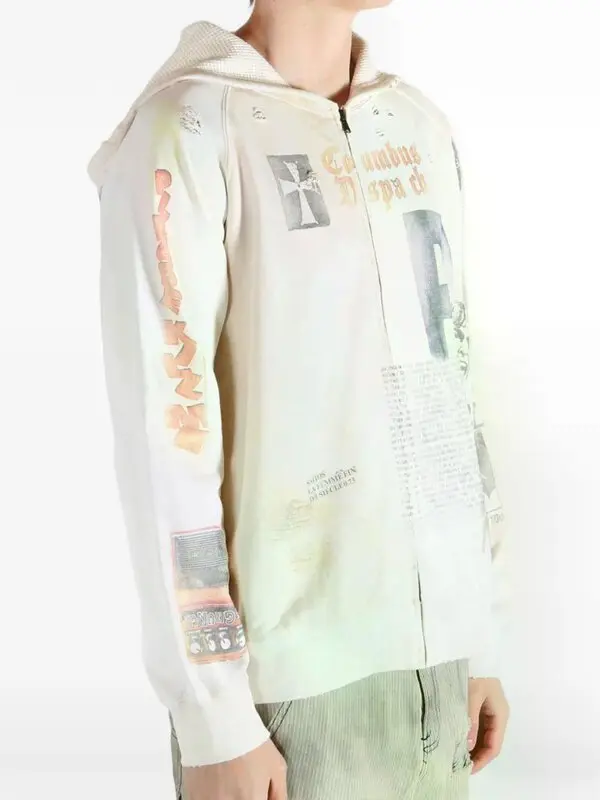SAITOS Long Live Rock Distressed Cotton Hoodie