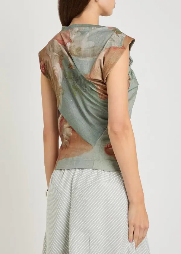VIVIENNE WESTWOOD Asymmetric Printed Cotton Top - Multicoloured