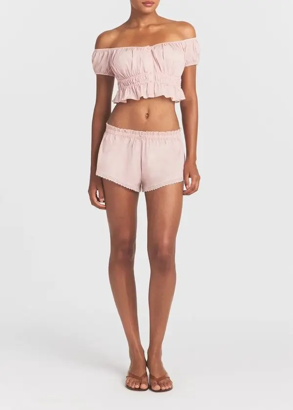 SKIMS Lace-trim Poplin Shorts - Pink