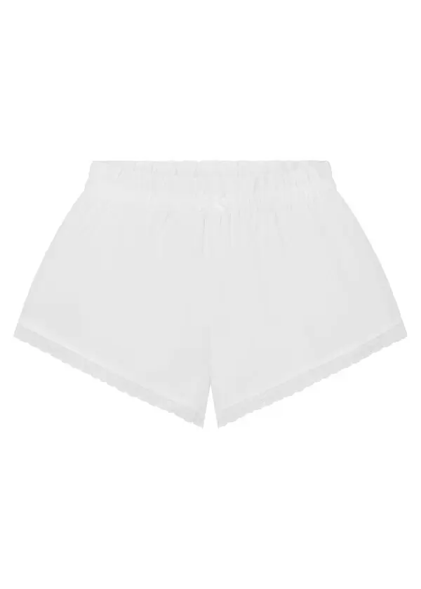SKIMS Lace-trim Poplin Shorts - White