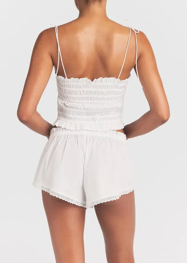 SKIMS Lace-trim Poplin Shorts - White
