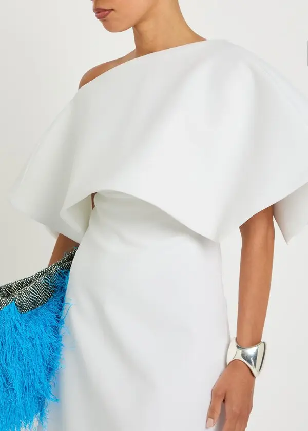 A.W.A.K.E. Mode Crepe Mini Dress With Cape Effect