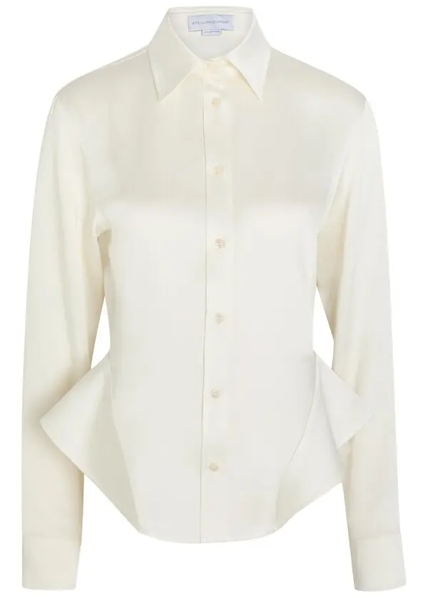 Stella McCartney Peplum Satin-crepe Shirt - Cream