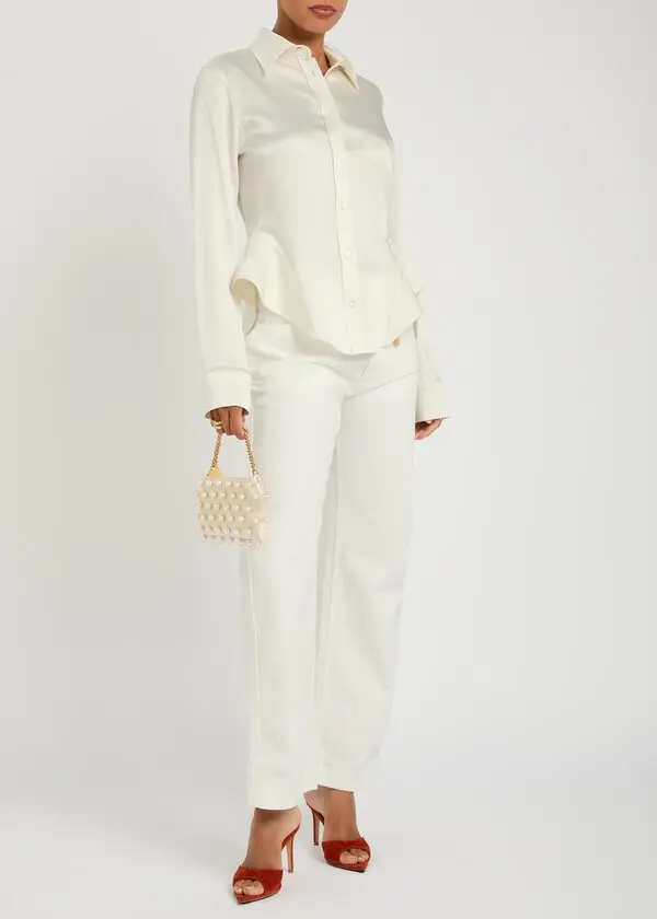 Stella McCartney Peplum Satin-crepe Shirt - Cream