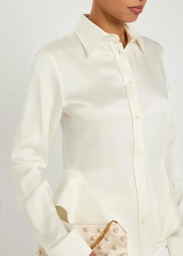 Stella McCartney Peplum Satin-crepe Shirt - Cream