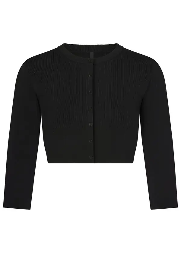 SKIMS Cropped Knit Cardigan - Black