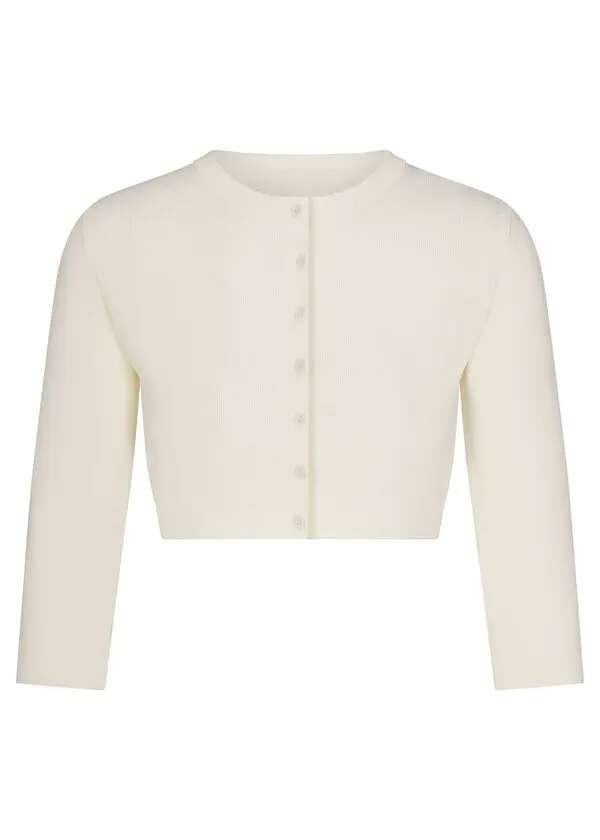 SKIMS Cropped Knit Cardigan - Natural