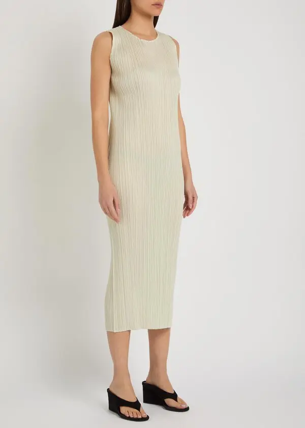 Issey Miyake Pleated Midi Dress - Ivory