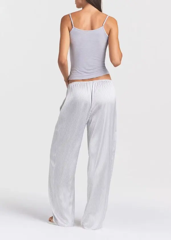 SKIMS Lace-trim Woven Shine Trousers - Silver