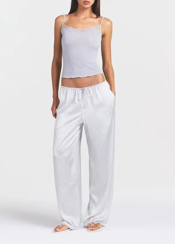 SKIMS Lace-trim Woven Shine Trousers - Silver