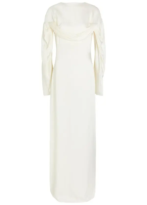 Stella McCartney Draped Cape-effect Satin-crepe Gown - Cream
