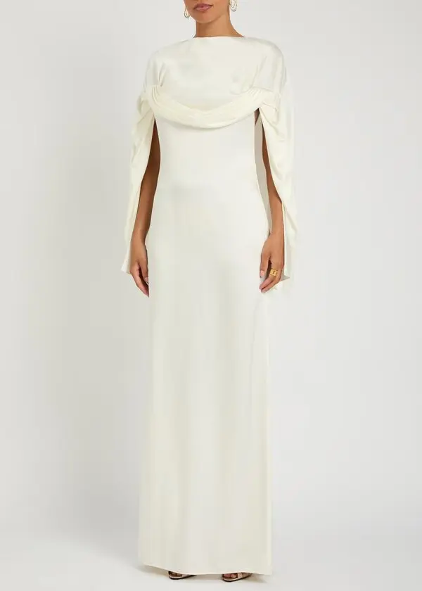 Stella McCartney Draped Cape-effect Satin-crepe Gown