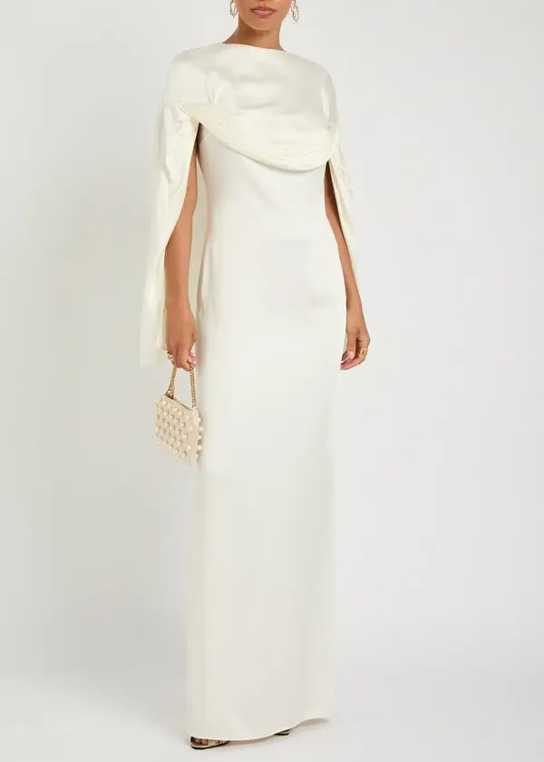 Stella McCartney Draped Cape-effect Satin-crepe Gown
