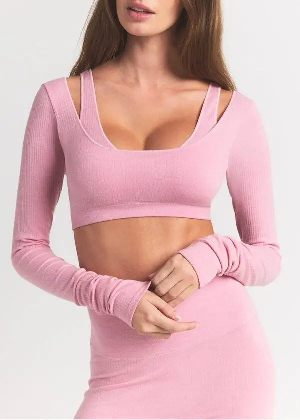 SKIMS Cropped Ribbed Wool-blend Top