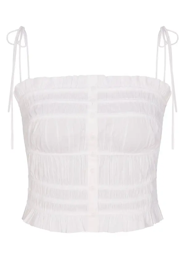 SKIMS Ruffled Poplin Cami Top - White