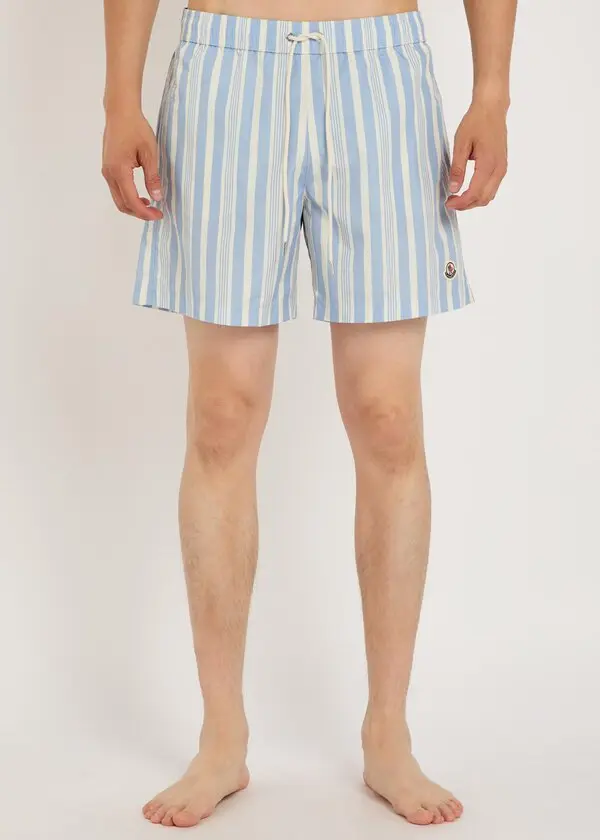 Moncler Striped Nylon Swim Shorts