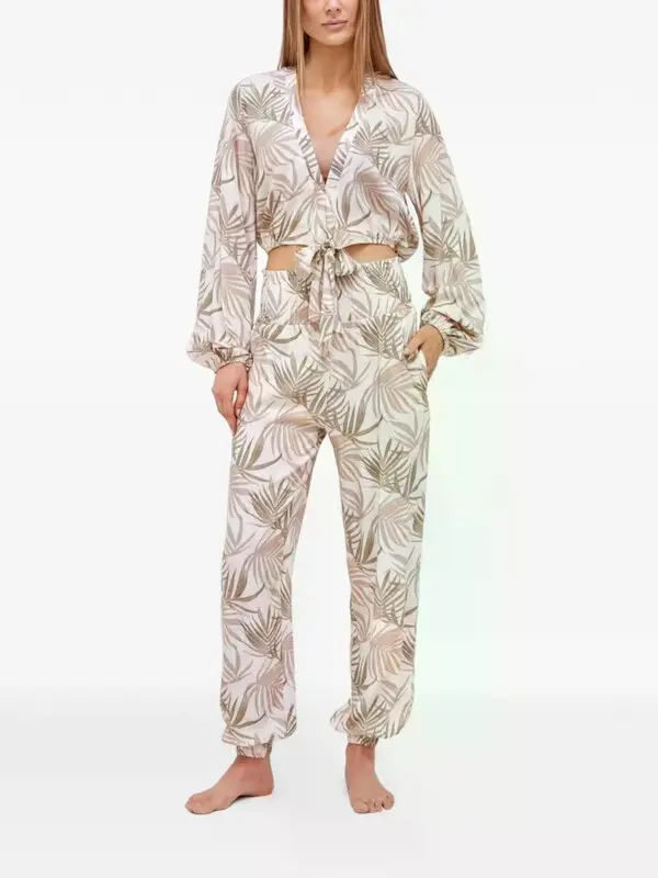 Melissa Odabash Gemma Palm-print Tie-front Top