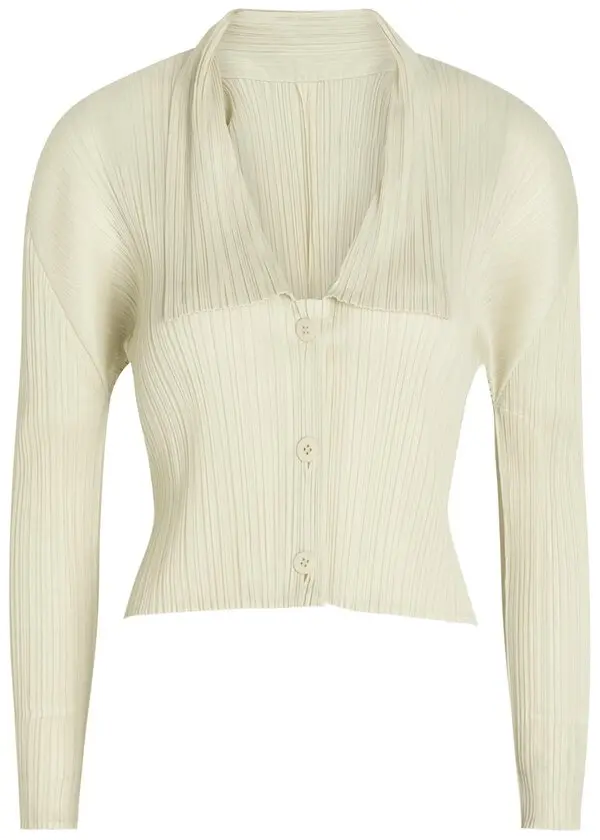 Issey Miyake Pleated Woven Cardigan - Ivory