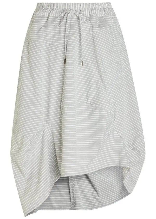 VIVIENNE WESTWOOD Aerodrome Striped Asymmetric Cotton Midi Skirt - White