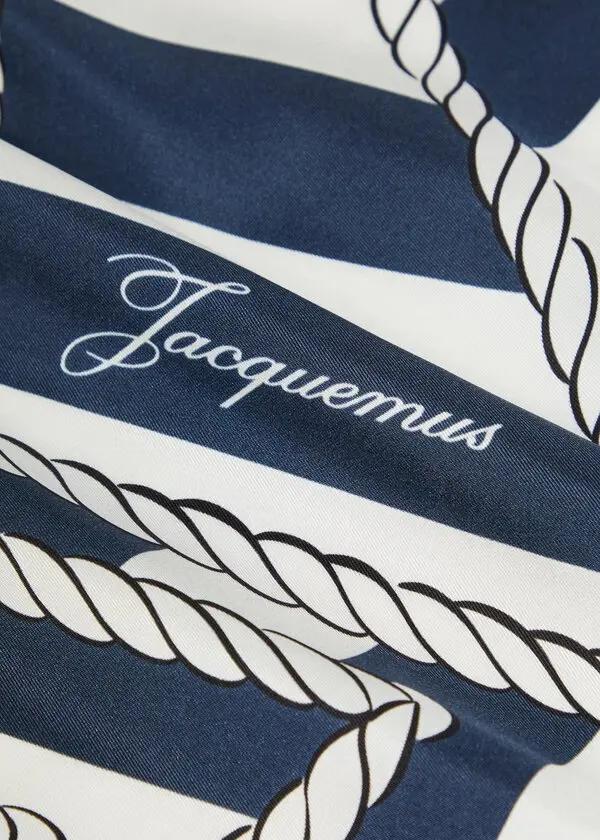 Jacquemus Le Foulard Bateau Corde Printed Silk Scarf - Navy