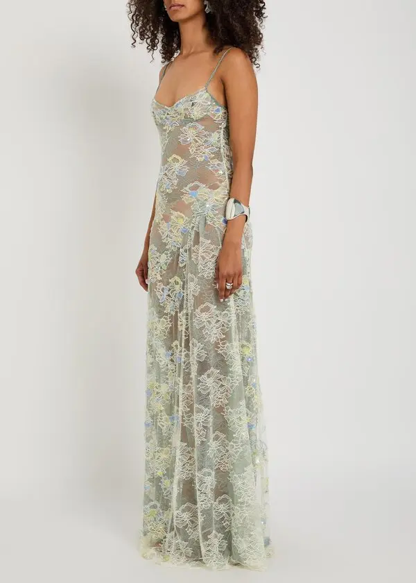ROBERTA EINER Sophia Embellished Stretch-lace Maxi Dress
