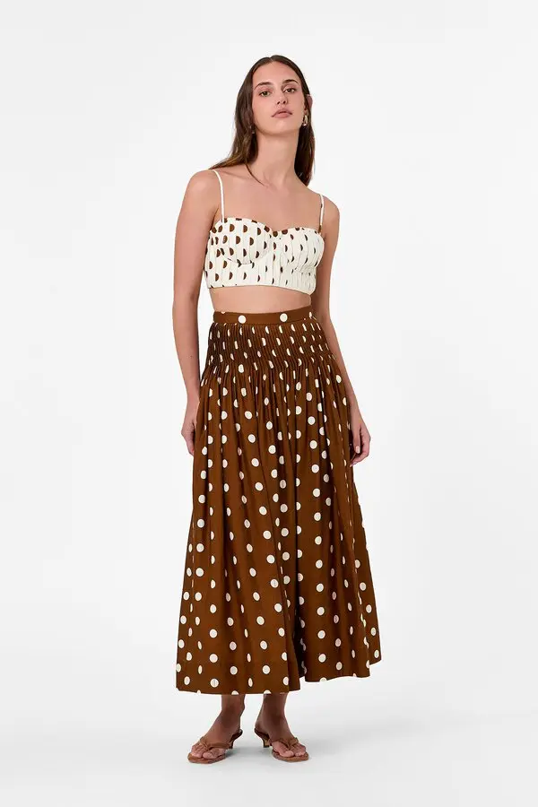 NICHOLAS Amabelle Skirt Spice Ivory Polka Dot - Spice / Ivory Polka Dot