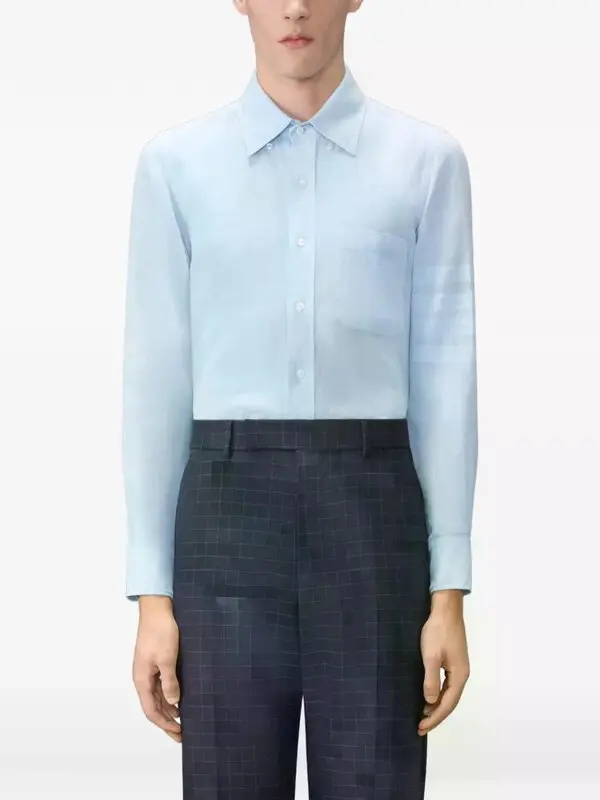 Thom Browne 4-bar Linen Shirt - Blue