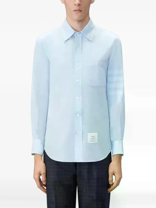 Thom Browne 4-bar Linen Shirt - Blue