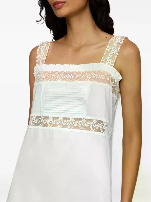GANNI Lace-trim Mini Dress - White