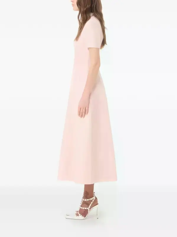 Valentino Garavani Crepe Couture Embroidered Midi Dress - Pink