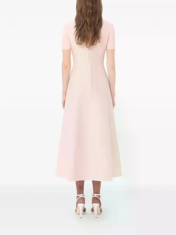 Valentino Garavani Crepe Couture Embroidered Midi Dress - Pink