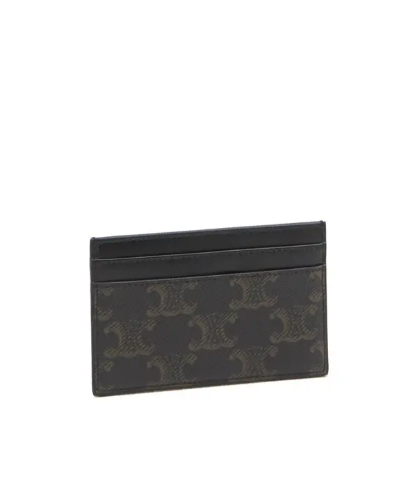 Celine Card Holder In Triomphe Canvas And Calfskin