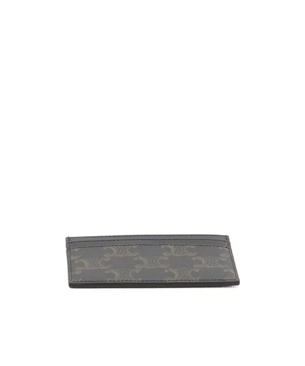 Celine Card Holder In Triomphe Canvas And Calfskin