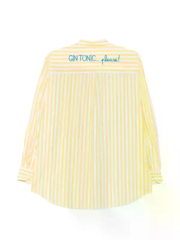 MC2 SAINT BARTH Vertical Stripe Embroidered Slogan Shirt - Yellow