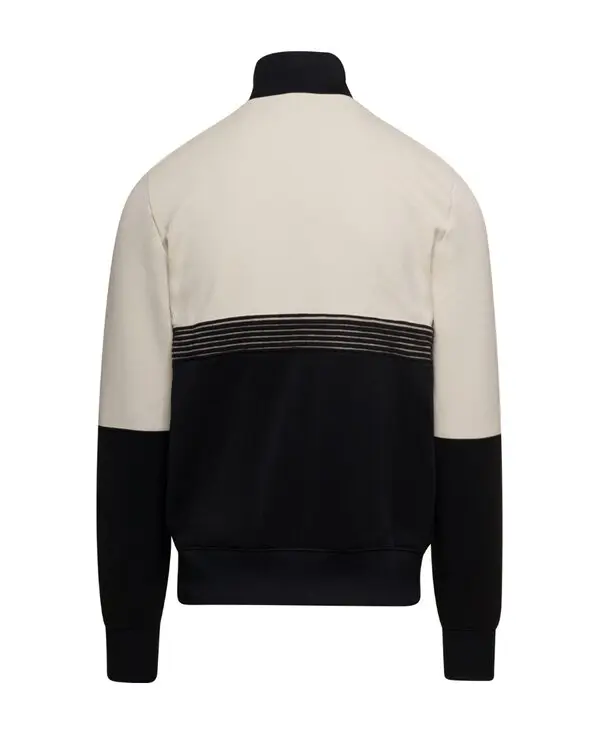 AMI Paris De Coeur Striped Zipped Knit Cardigan