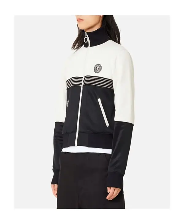 AMI Paris De Coeur Striped Zipped Knit Cardigan