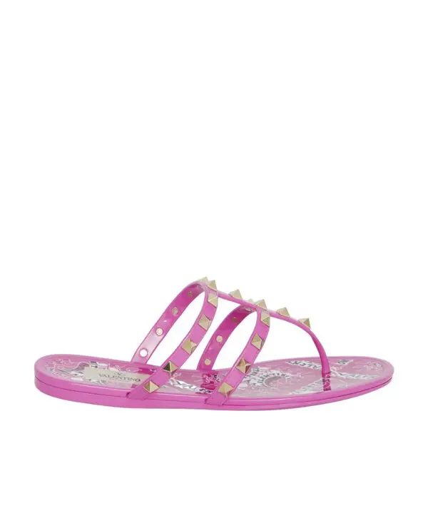 Valentino Garavani Rockstud Flat Thong Sandals - Pink