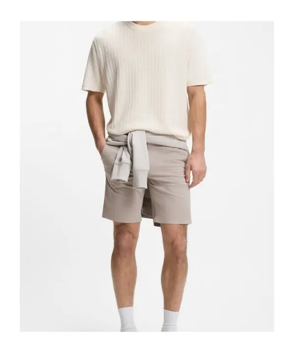Hugo Boss Textured Cotton Shorts With Belt Loops And Multiple Pockets