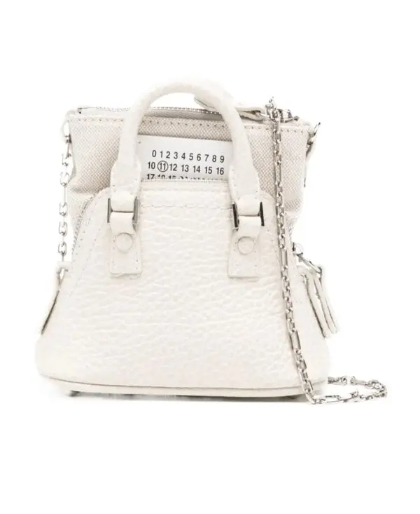 MAISON MARGIELA Numbers-patch Zipped Mini Shoulder Bag - Light Gray