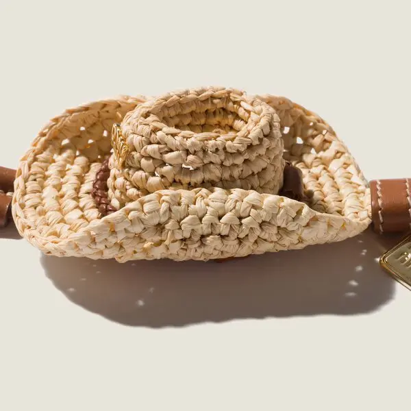 Miu Miu Raffia And Leather Key Ring Charm