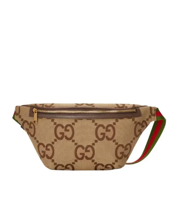Gucci Jumbo Gg Motif Belt Bag - Camel/ebony