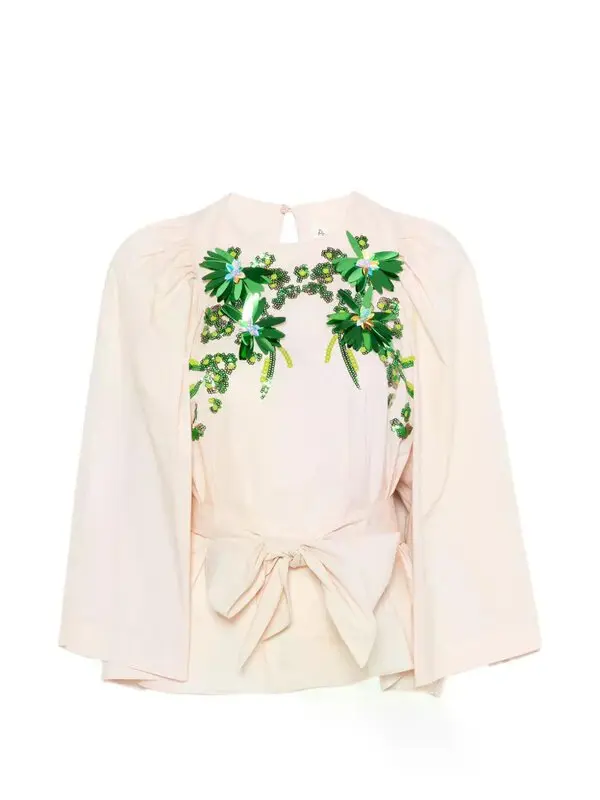 PSOPHIA Embellished Tied-waist Blouse - Pink