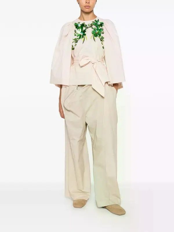 PSOPHIA Embellished Tied-waist Blouse