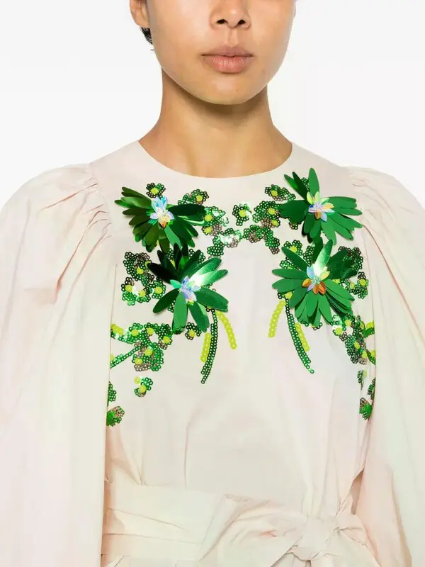 PSOPHIA Embellished Tied-waist Blouse