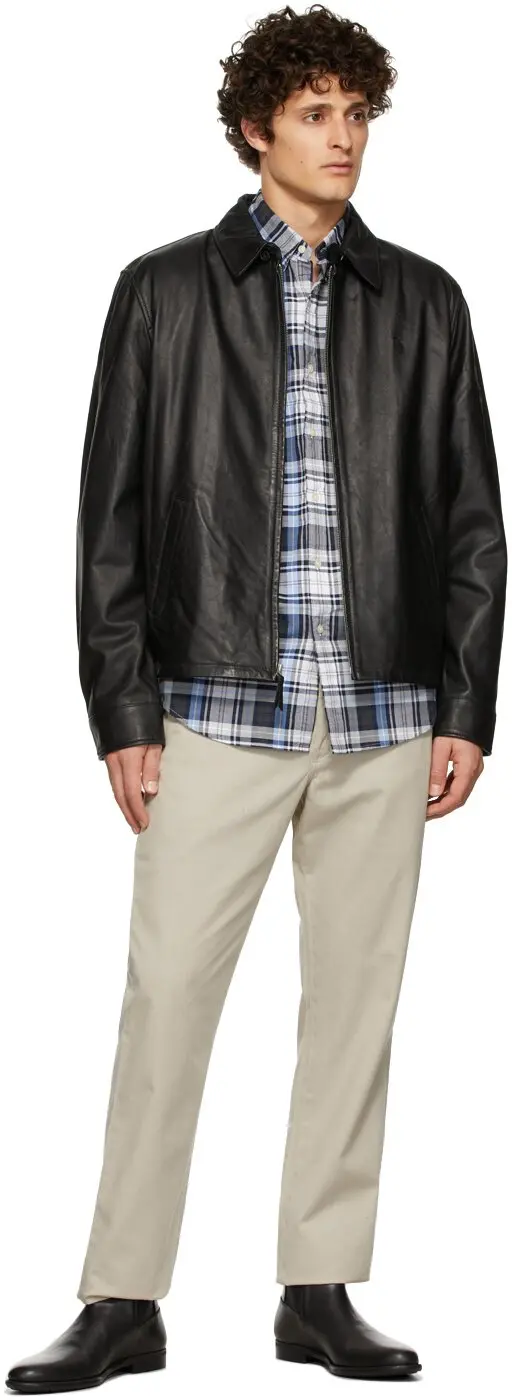 Polo Ralph Lauren Leather Zip-up Jacket With Logo Embroidery - Black