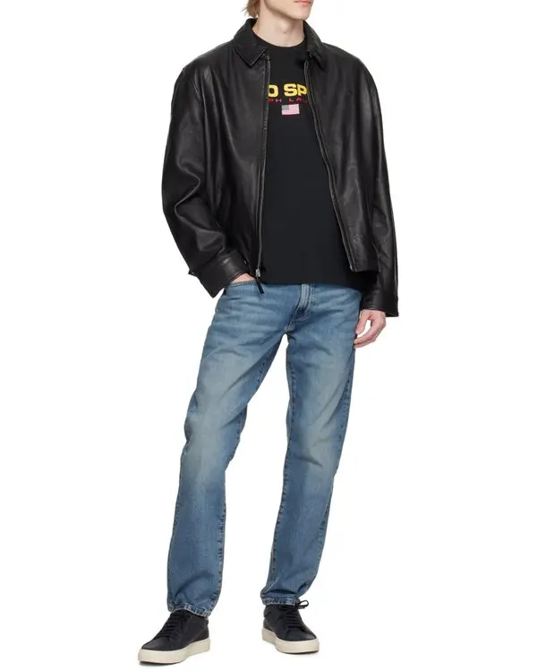 Polo Ralph Lauren Leather Zip-up Jacket With Logo Embroidery - Black
