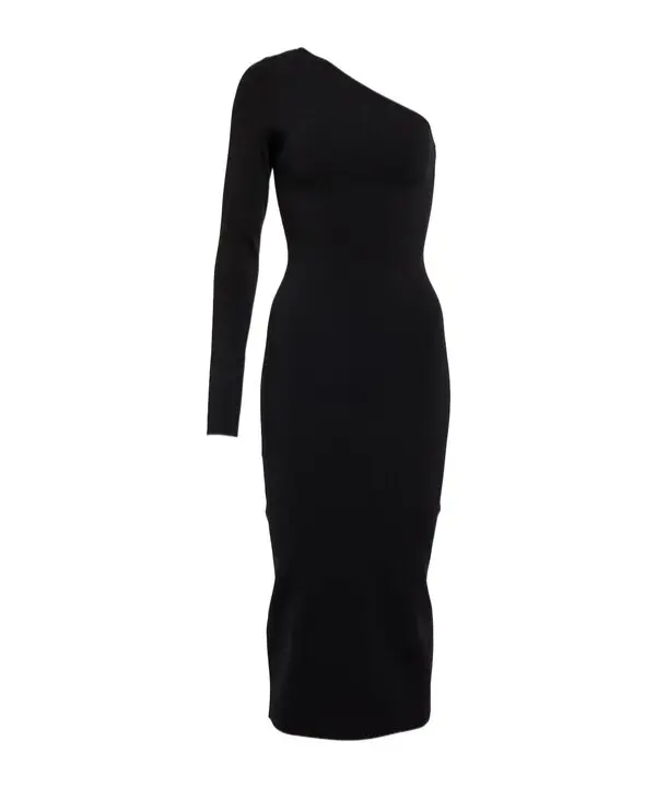 Victoria Beckham One-shoulder Midi Dress - Black